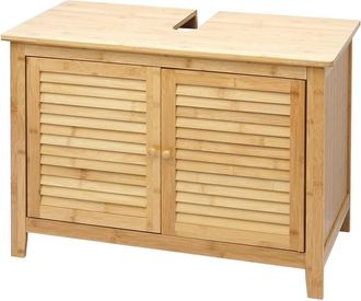Mendler Mendler - Meuble sous &eacute;vier HWC-B18, meuble sous vasque, armoire, salle de bain, bambou 60x80x40cm