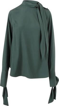Ermanno Scervino Femme, Blouses et Chemises, Vert, Taille: 36 FR Blouse avec un col &agrave; nouer et des boutons