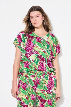 STUDIO UNTOLD Druckbluse Blusenshirt oversized Jungle-Print V-Ausschnitt