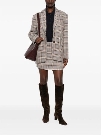 Anine Bing Checked Viscose Blazer - Beige