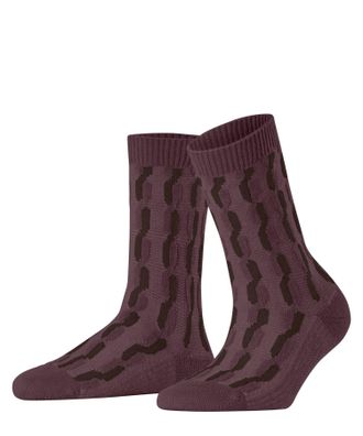 Falke Damen Socken Tress Lock W So Wolle Kaschmir gemustert 1 Paar, Rosa Roan Rouge 8936, 39-42
