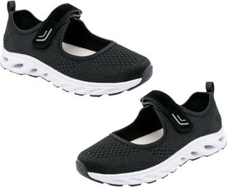 IFUNDOM Chaussures de Marche Femme Larges Noires &agrave; Enfiler Semelle &Eacute;lastique Antid&eacute;rapante Confortable pour Exercice Quotidien et Voyage