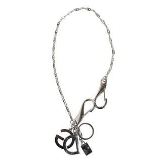 Dolce & Gabbana Womens Silver Tone Dg Logo Keychain Key Holder Bag Charm Keyring Zamak Steel Real Brass Accessory