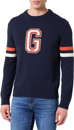GANT Herren Graphic Badge C-Neck Pullover, Evening Blue, XXL