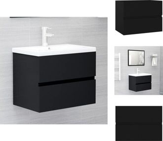 vidaXL Waschbeckenunterschrank Schwarz 60x38,5x45 cm Holzwerkstoff - Waschtischschrank - Badezimmermöbel - Holzwerkstoffschrank - Schwarzer Schrank