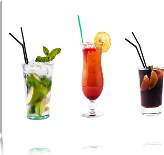 Pixxprint fruchtig frische Cocktails, Größe: 100x70cm, Leinwandbild, fertig gespannt, Wandbild, Dekoration, Kunstdruck, kein Poster