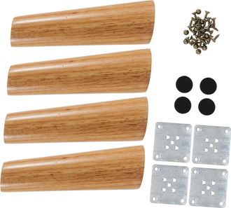 PartyKindom Möbelfüße aus Rubberwood Schräg Zulaufend Stabile Holzfüße mit Montageplatten Schrauben und Filzgleiter Ersatzbeine für Sofa Schrank Tisch und DIY Möb