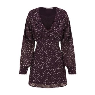 Mar De Margaritas Robe Courte &agrave; Volants &agrave; lEncolure - Femme - Robes - Violet - Taille: 38 FR