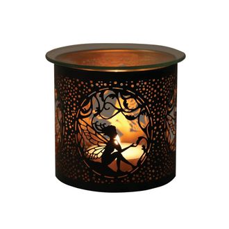 Woodbridge Candle Teelicht Duftlampe | Fairy Black & Gold | Metall Aromalampe im modernen Design | Aromalampe für Zuhause & Büro | Ideal für Wellness & Entspannung