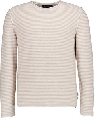 Marc O'Polo Herren Pullover beige Baumwolle-Leinen gestreift