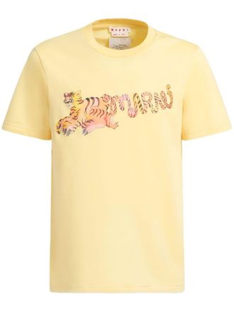 Marni t-shirt en coton à logo imprimé - Jaune