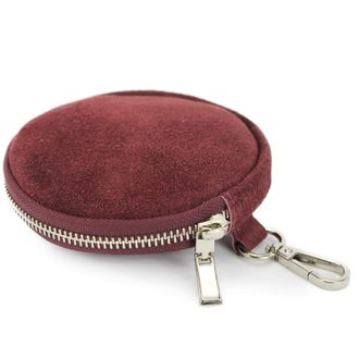 modamoda.de P10 / P08 Damen Leder Rauleder Geldb&ouml;rse M&uuml;nzgeldb&ouml;rse Taschenanh&auml;nger &oslash; 11,5 cm handmade in Italy, Farbe:Bordeauxrot