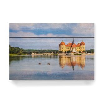 artboxONE Holzbild 60x40 cm Natur Schloss Moritzburg bei Dresden von Künstler Tom Uhlenberg