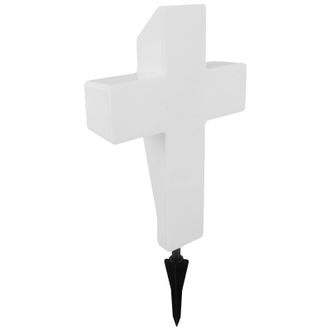 BESPORTBLE Solar Kreuz Grablicht aus Wei&szlig;em Kunststoff Umweltfreundliche Solarbetriebene Friedhofsbeleuchtung Energieeffizient Einfache Installation Gedenklicht 