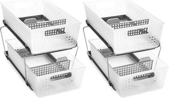 Madesmart Stapelbarer 2-st&ouml;ckiger Organizer, Mehrzweck-Aufbewahrungsl&ouml;sung mit extra Beinen, Griffen und Trennw&auml;nden f&uuml;r Zuhause und Bad, BPA-frei, Frost