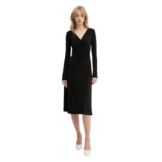 Karl Lagerfeld Femme, Robes, Noir, Taille: 36 FR Robe portefeuille zipp&eacute;e