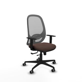 Piqueras y Crespo B&uuml;rostuhl, zylindrisch, Braun, mit 1D-Armlehnen, h&ouml;henverstellbare Lendenwirbelst&uuml;tze, ausgestattet mit Syncro/Traslack und Schneideschaum, mit Rollen