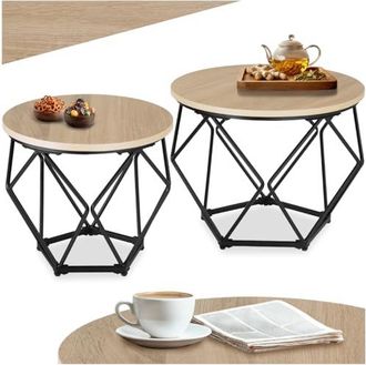TecTake TecTake Lot de 2 Tables Basses, Table Basse gigogne Style Industriel Minimaliste, Table Basse &Oslash; 40 x 36 cm et &Oslash; 50 x 40 cm, Meuble Salon, Bout de cana
