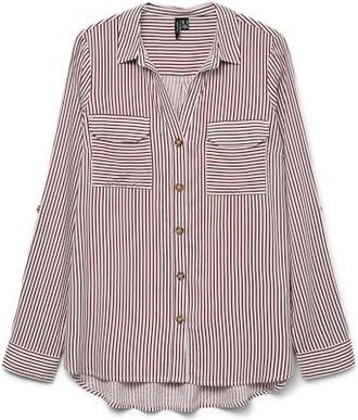 Vero Moda Vmbumpy T-Shirt L/S New WVN GA Noos, Rouge Karanda, M