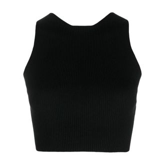 &Aacute;eron Schwarzes Geripptes Tanktop mit Cut-Out - - Tops - Damen - Schwarzk - M