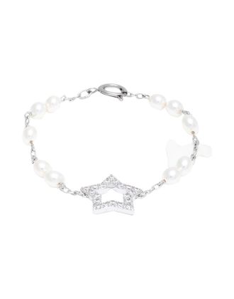 Swarovski Stella bracelet, Crystal pearls, Star, White, Rhodium plated