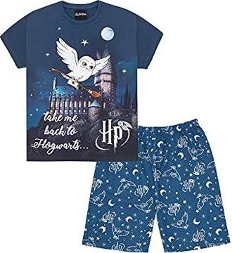 Harry Potter Pyjama court Hedwig Take Me Back to Hogwarts pour femme, bleu, 36-38