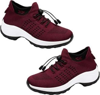 BESPORTBLE SUPVOX Chaussures de Sport pour Femmes en Maille Extensible Antid&eacute;rapantes Respirantes Taille 42 Couleur Rouge Fonc&eacute; L&eacute;g&egrave;res et Confortables pour Marc