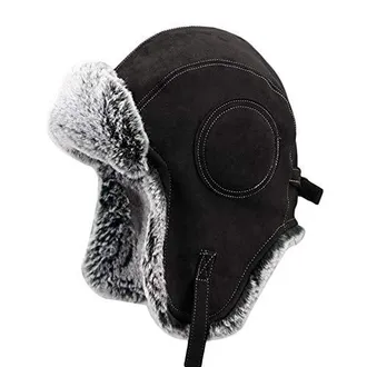 Insun Unisex Chapka Chaud Chapeau de Trappeur en Fausse Fourrure Ushanka Chapeau de Chasse Russe Noir Su&egrave;de XL