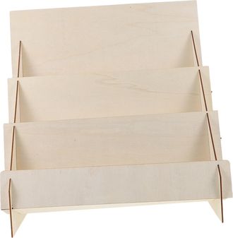 Angoily 3stufe Holzregal Kartenständer Dreistufiger Postkarten-Organizer Aus Holz Regal Für Grußkarten Aufkleber Broschüren Fotos Briefmarken Organizer Für Sc