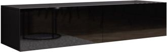 Mirjan24 Mobilier1 - Meuble tv Venenou 125, Noir + Noir brillant, Le nombre de portes: 0, Nombre de tiroirs: 0, 140x30x40cm