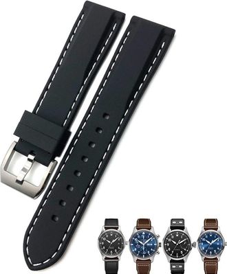 Generic 20mm 21 mm 22mm Gummi -Silikon Schwarz Blue Watchb&auml;nder f&uuml;r IWC Pilot 18 Uhren Sportgurt