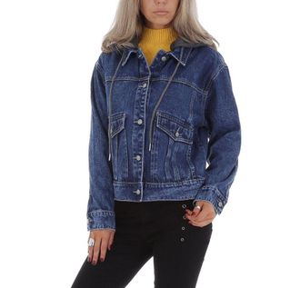 Ital-Design Jeansjacke Damen Freizeit Kapuze (abnehmbar) Jeansjacke in Blau