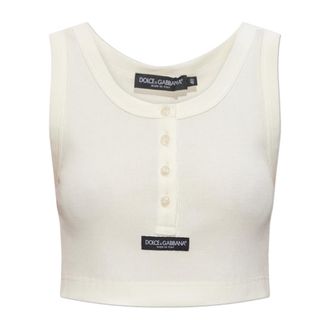 Dolce & Gabbana Femme, Tops, Beige, Taille: 36 FR D&eacute;bardeur court