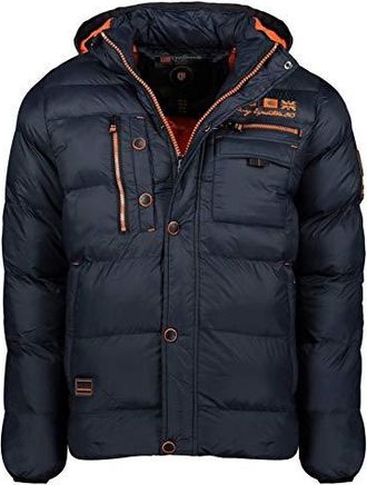 Geographical Norway Blouson matelassé Fantaisies, pour Homme, Capuche Amovible, modèle citernier, Marine, XL,Taille 4