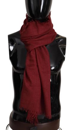 Dolce & Gabbana Mens Red Dg Crown Cashmere Silk Shawl Fringe Wrap Scarf