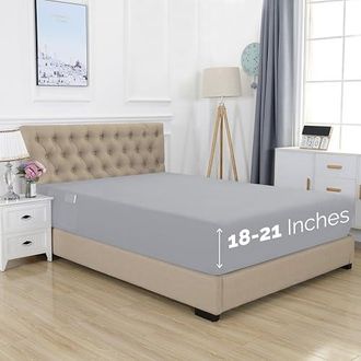 Elegant Comfort Premium Hotel Quality Extra Deep Pocket 18 - 21 Single Fitted Sheet for High Mattress, Luxury & Softest 1500 Thread Count Egyptian Quality Smart Pocke