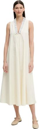 Isabelle Blanche Femme, Robes, Beige, Taille: 42 FR Robe Mi-longue &Eacute;vas&eacute;e