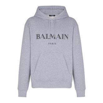 Balmain Homme, Sweatshirts et sweats &agrave; capuche, Gris, Taille: XS Sweat &agrave; capuche imprim&eacute;