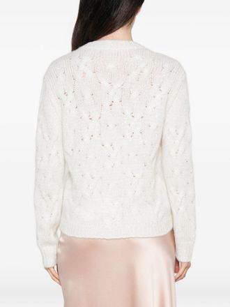 Fabiana Filippi Cable-Knit Wool Blend Cardigan - Cream