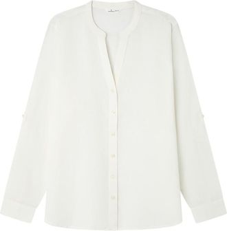 Springfield Damen 6.t.Camisa Lino Cuello Mao Hemd, Braun Oxid, 36