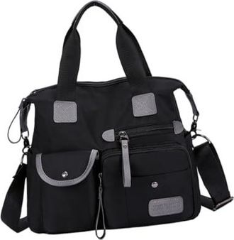 Yardwe Sac à Main Nylon Haute Capacité pour Femme et Mère Sac de Rangement Main Élégant Noir Multiusage pour Quotidien et Voyage