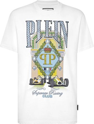 Philipp Plein T-Shirt Rundhals Racing - - Tops - Herren - Wei&szlig; - L