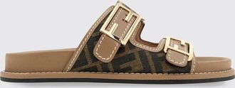 Fendi Feel Sandalen aus FF-Monogramm-Stoff mit niedrigem Absatz