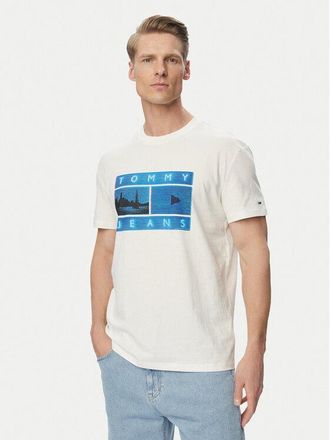 Tommy Jeans T-Shirt Photo Flag DM0DM23191 Wei&szlig; Regular Fit