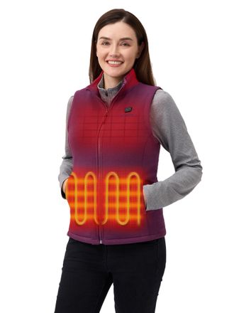 Ororo Aufger&uuml;stet Beheizbare Weste Fleece Damen Beheizte Fleeceweste mit Powerbank Heizweste Damen (Lila,L)