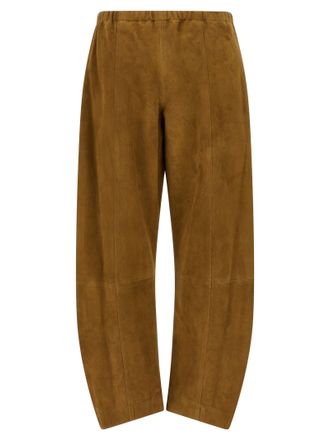 Khaite Womens Brown Leather Pants