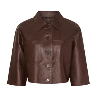 Notyz 3/4-Arm Lederjacke - - Jackets - Damen - Braun - L