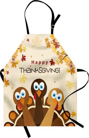 Abakuhaus Truthahn Kochschürze, Glücklicher Erntedank mit fallenden Blättern und Geflügel-Vogel-Ernte-Zeit-Feier, Farbfest Höhenverstellbar Waschbar Klarer Digi