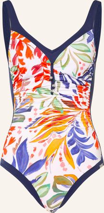 Charmline Charmline Badeanzug Painted Leaves Mit Schmuckperlen weiss
