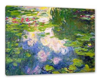 Pixxprint Pixxprint Claude Monet - Seerosen II, Gr&ouml;&szlig;e: 80x60cm, Leinwandbild, fertig gespannt, Wandbild, Dekoration, Kunstdruck, kein Poster